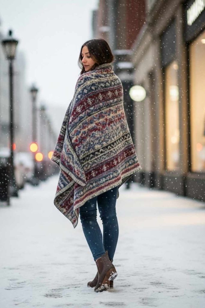 11 Chic Women Winter Outfits With Shawl to Stay Warm and Fashionable ...